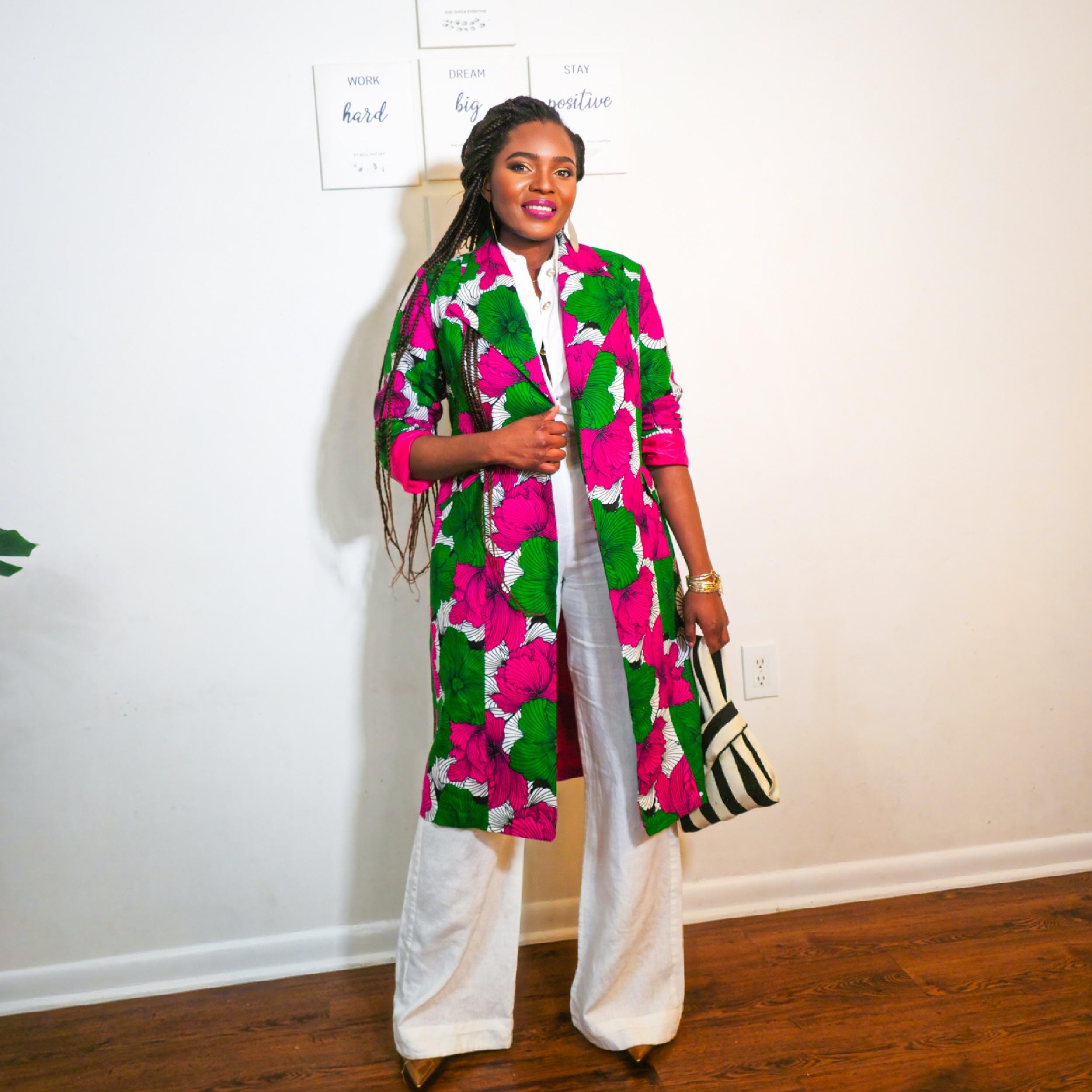 Green and Pink African Print Jacket: Colorful Lightweight Midi Coat - Etsy