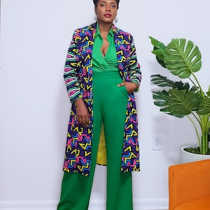 Colorful African Print Belted Jacket: Women's Lightweight Midi Coat - Etsy