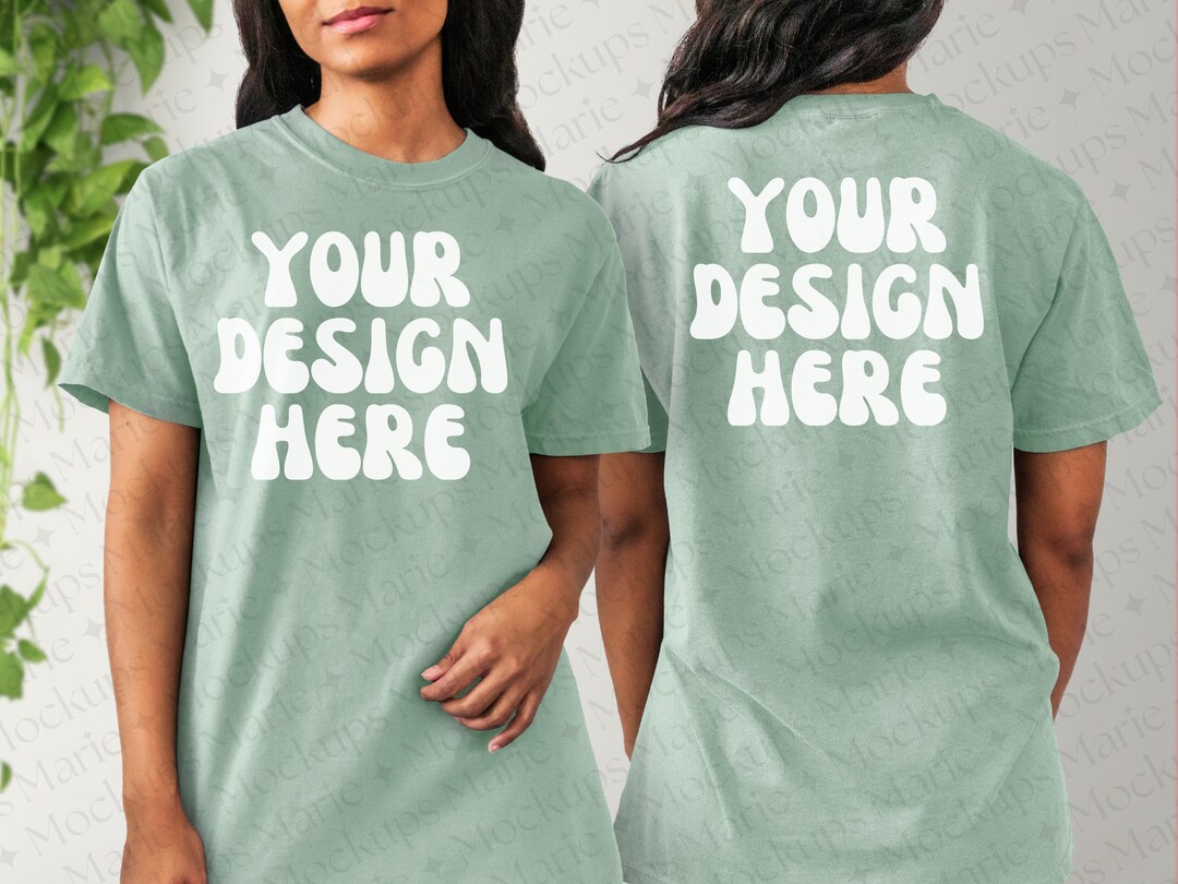 Front and Back of Bay Comfort Colors Tshirt Mockup, Photo of Black ...