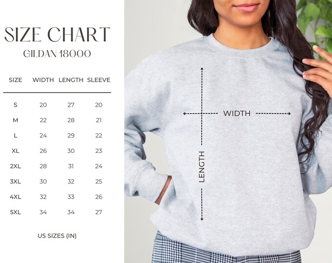 EDITABLE Gildan 18000 Size Chart, Canva Editable, Sweatshirt Size ...