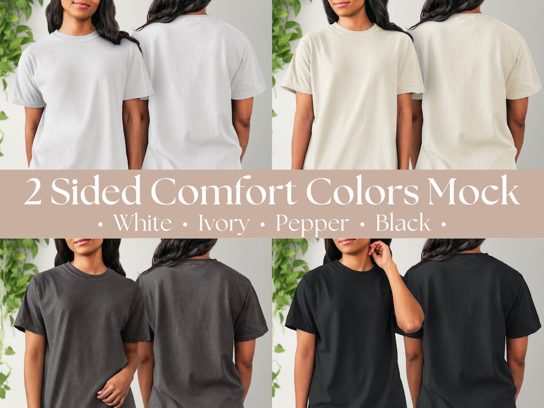 2 Sided Comfort Colors Mockup BUNDLE, Four Photos Model Showing Front ...
