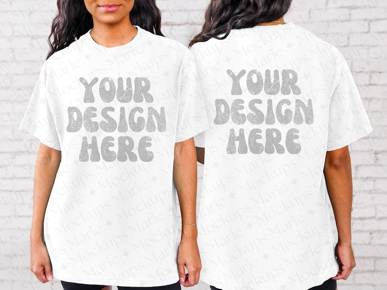 Front and Back Comfort Colors C1717 White Mockup, Oversized White Back ...