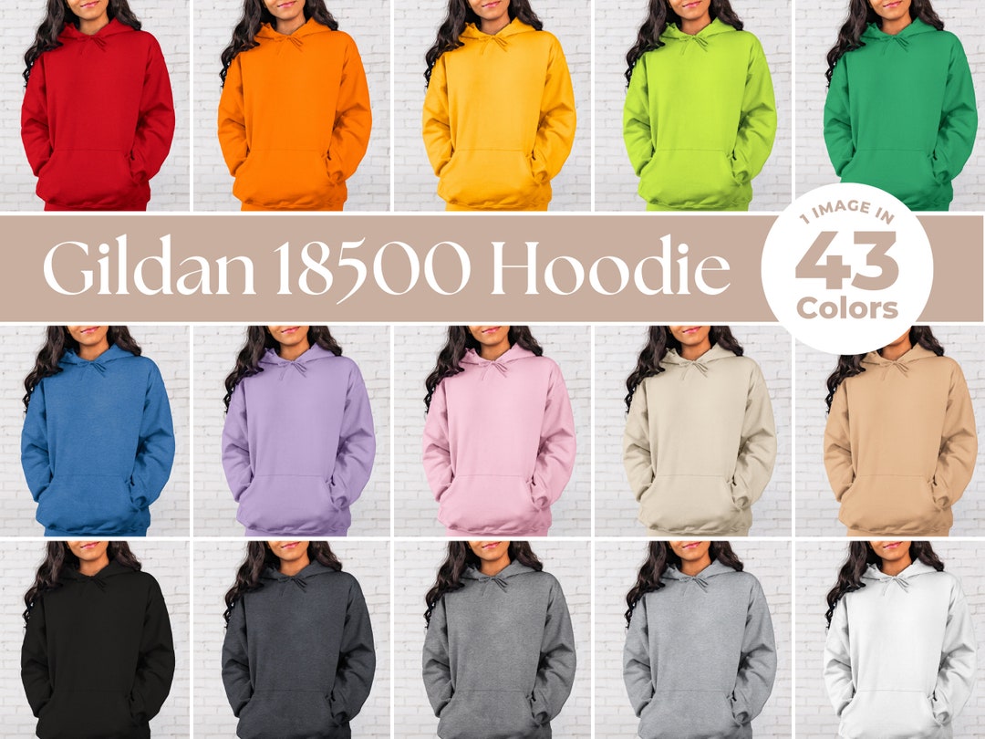 All 43 Colors Gildan 18500 Hoodie Mockup Bundle, Gildan G185 Oversized ...