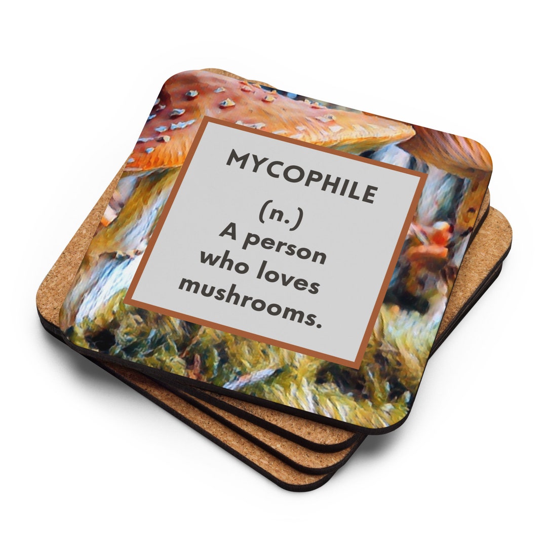 4" Square Cork Coaster Mushroom Art Print - Gift Idea for Mushroom ...