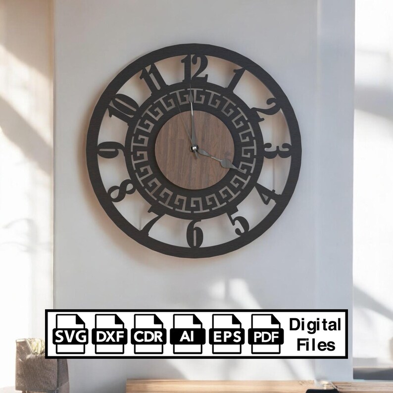 Laser Cut Modern Wall Clock Template SVG DXF AI (digital Download) - Etsy