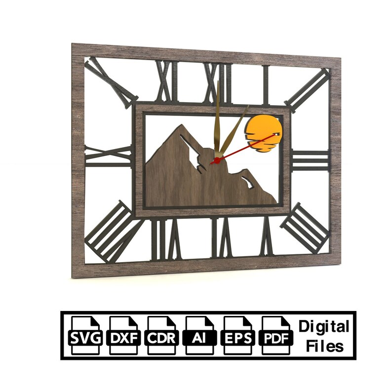 Roman Numeral Wall Clock Laser Cut Svg Dxf Ai , Wooden Wall Clock ...