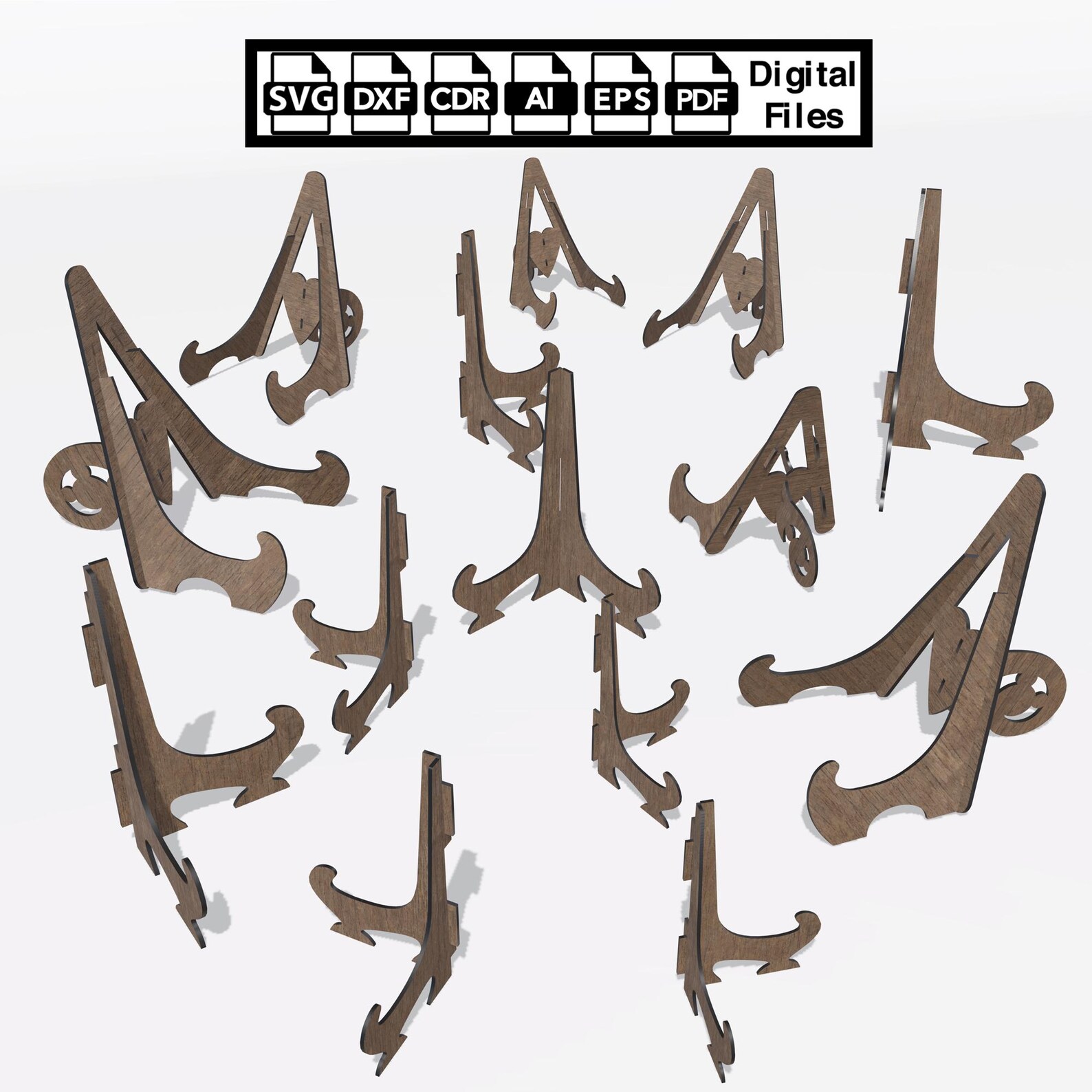 Laser Cut Easel Stand File, Photo Frame Display (svg, Cdr, Ai, Pdf, Dxf ...