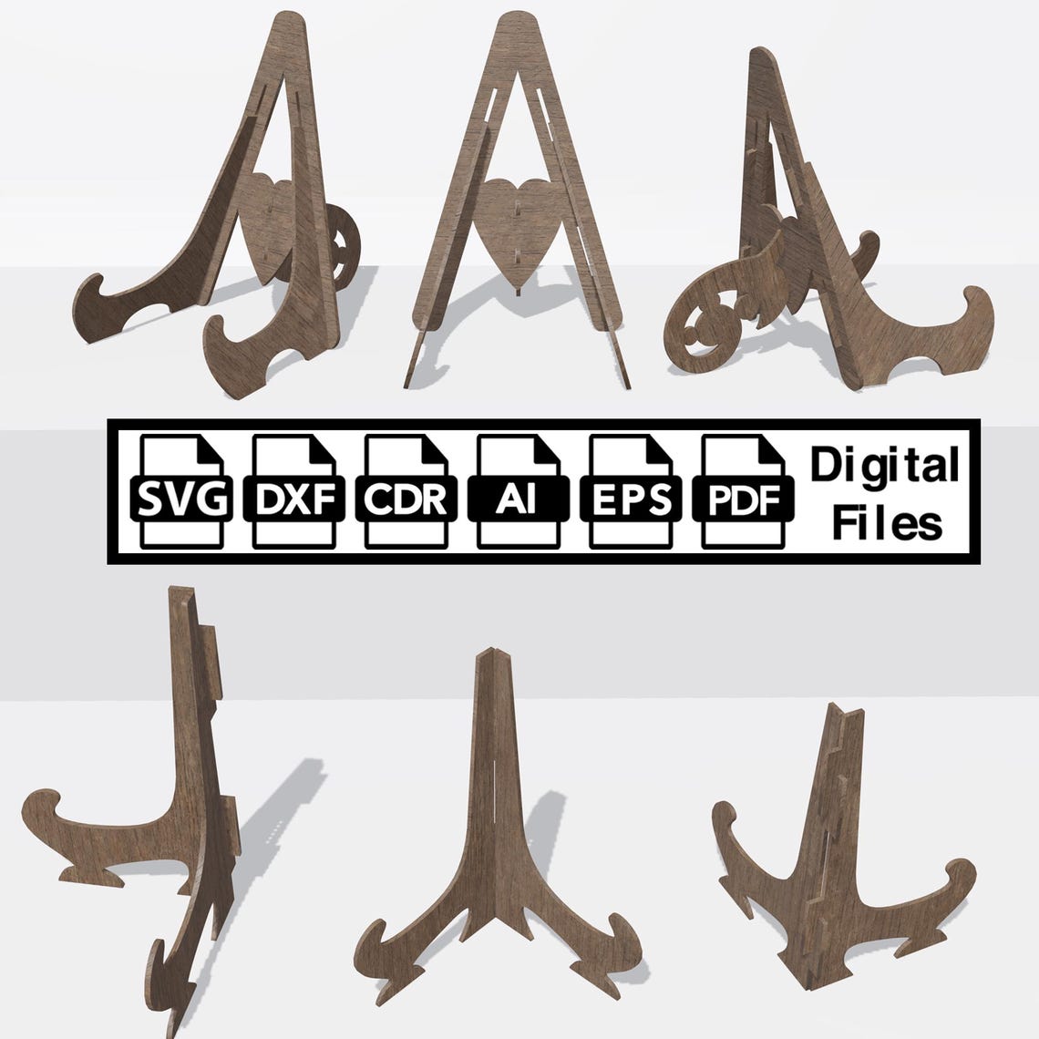 Laser Cut Easel Stand File, Photo Frame Display (svg, Cdr, Ai, Pdf, Dxf ...