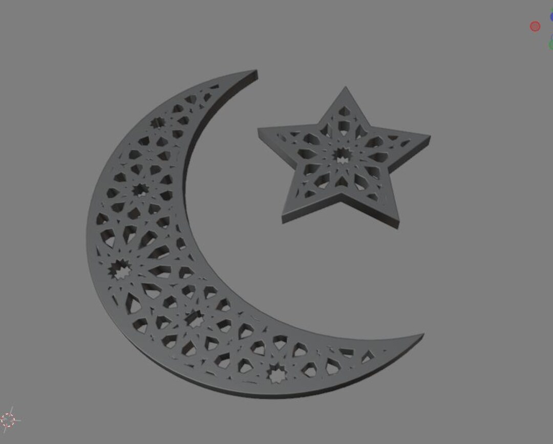 Crescent Star Geometric Pattern STL File | 3D Printable Islamic Decor ...