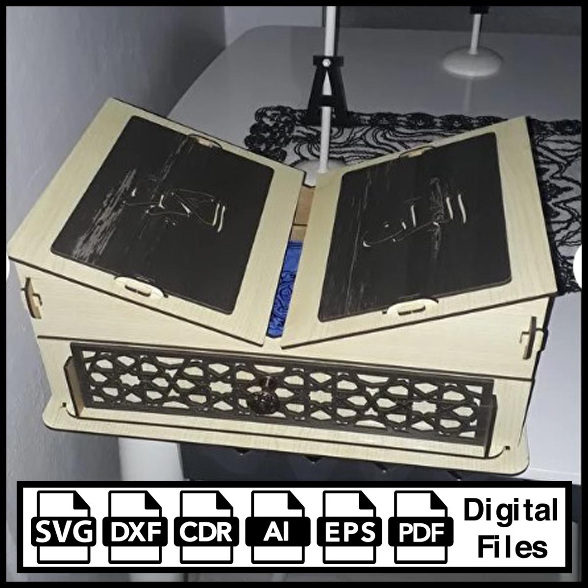 Laser Cut Quran Box Holder, Islamic Book Stand (SVG, DXF, PDF, Ai) - Etsy