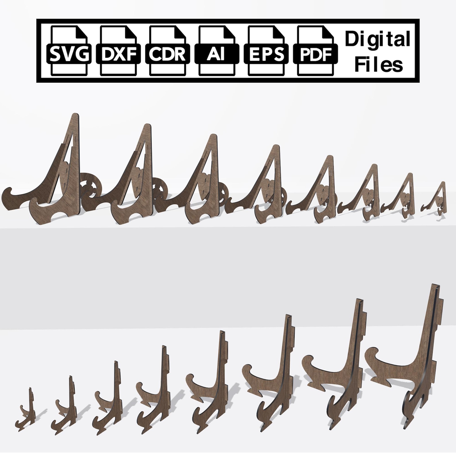 Laser Cut Easel Stand File, Photo Frame Display (svg, Cdr, Ai, Pdf, Dxf ...