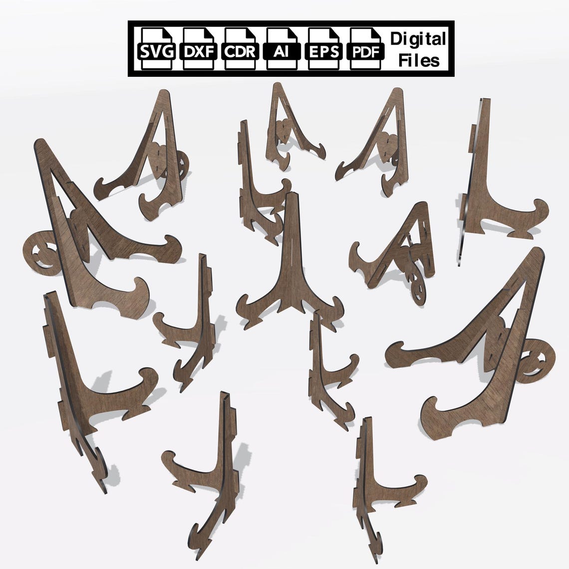 Laser Cut Easel Stand File, Photo Frame Display (svg, Cdr, Ai, Pdf, Dxf ...