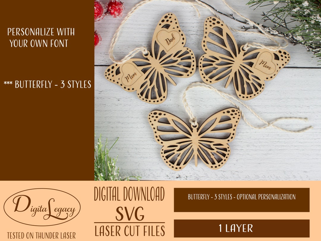 Butterfly SVG - Memorial Ornaments Laser Cutting File - Personalization ...