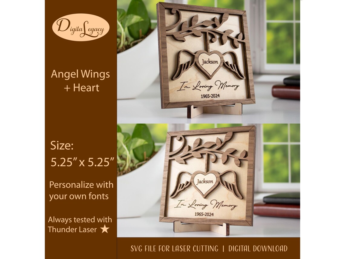 In Loving Memory SVG, Memorial Sign Laser Cut SVG File, Angel Wings ...