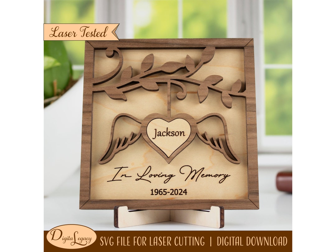 In Loving Memory SVG, Memorial Sign Laser Cut SVG File, Angel Wings ...