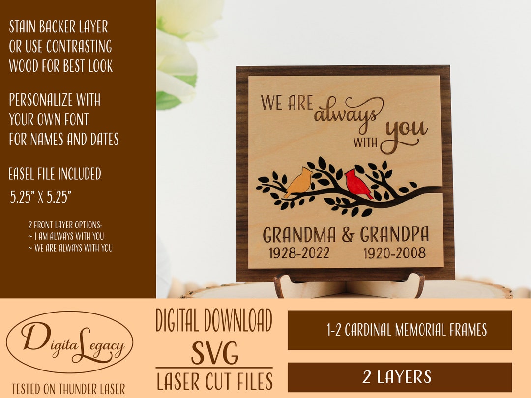 Cardinal Memorial Frame SVG - Laser Cutting File - Cardinal SVG for ...