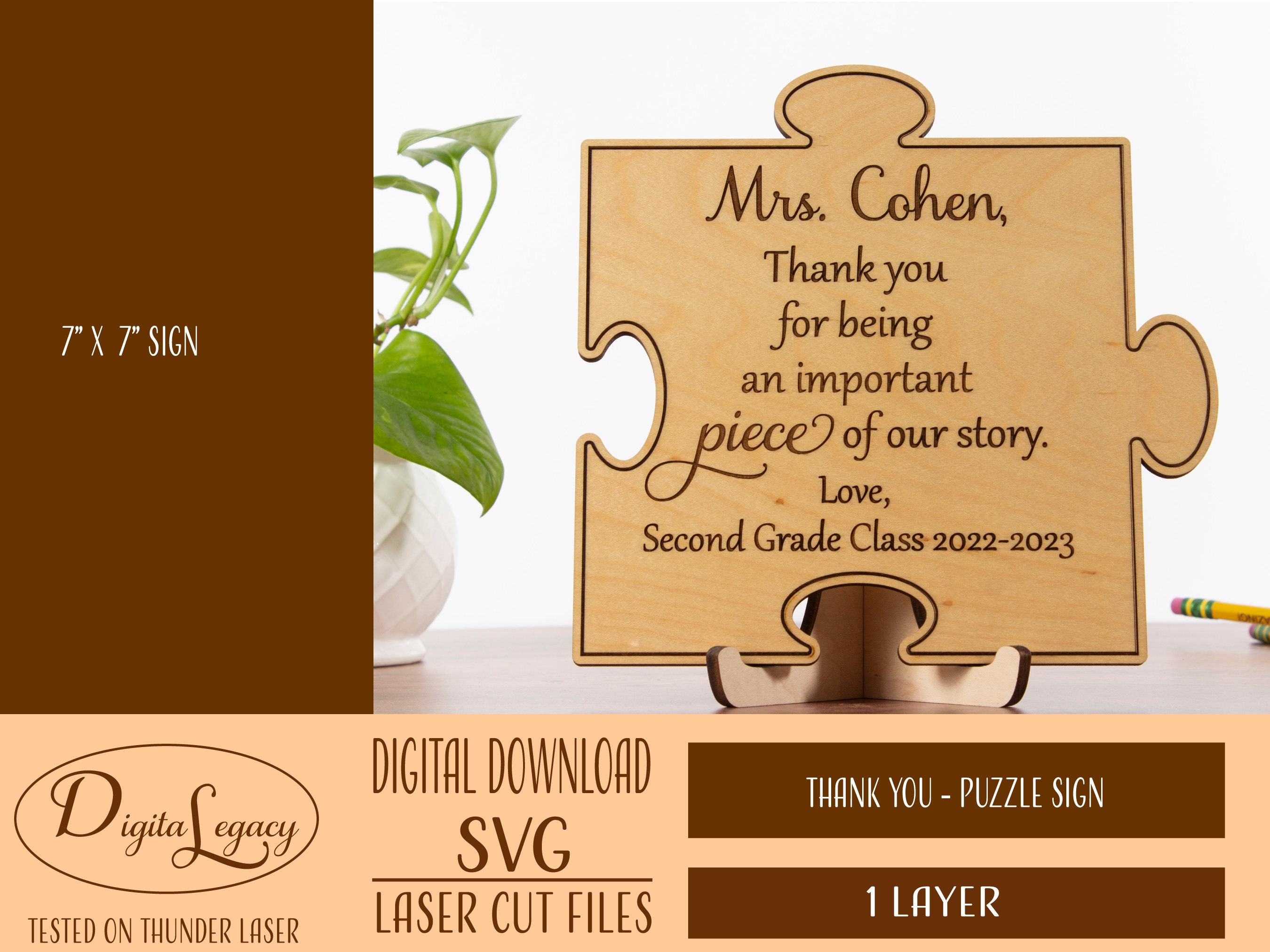 Puzzle Piece Sign for Teacher Gift Teacher Desk Sign Laser - Etsy