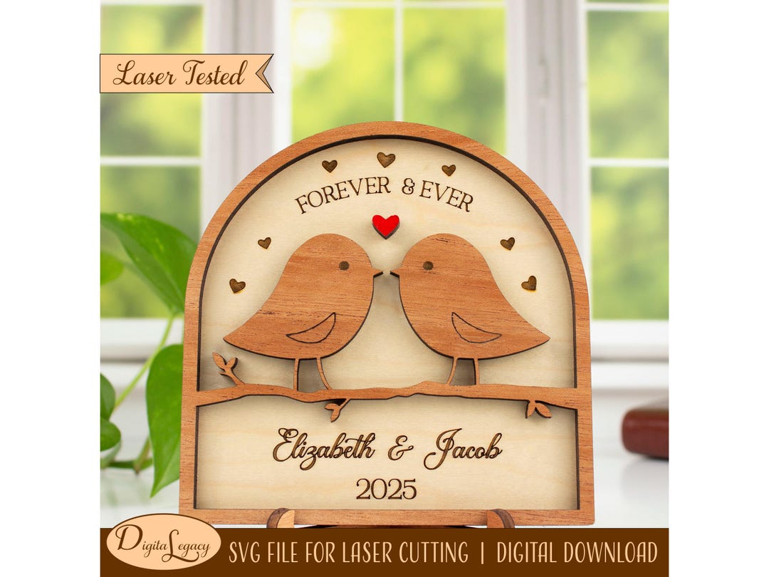 Couples Love Birds Sign Laser Cut File SVG - Married - Wedding ...
