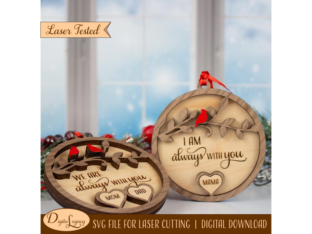 Personalized Cardinal Memorial Ornament Gift Laser Cut File SVG - 1-2 ...
