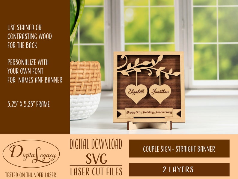 Couples Names Wood Sign Laser Ready SVG Digital Download - Etsy
