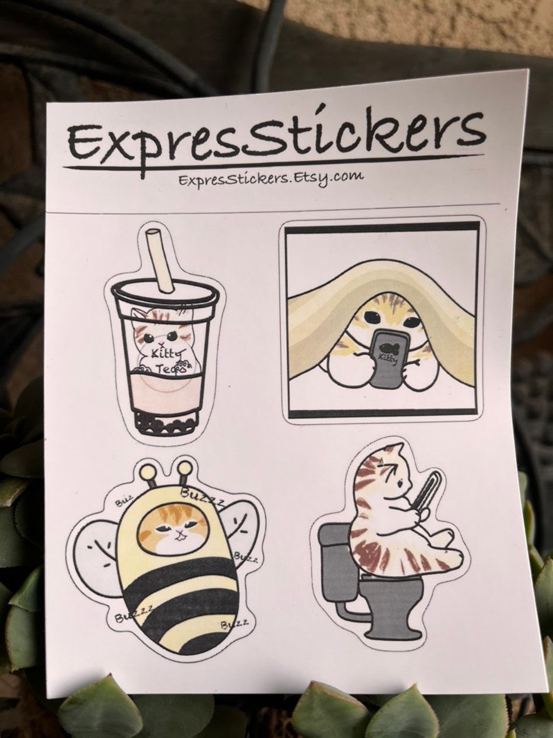 Lazy Cats With Phone Sticker Sheet - Etsy