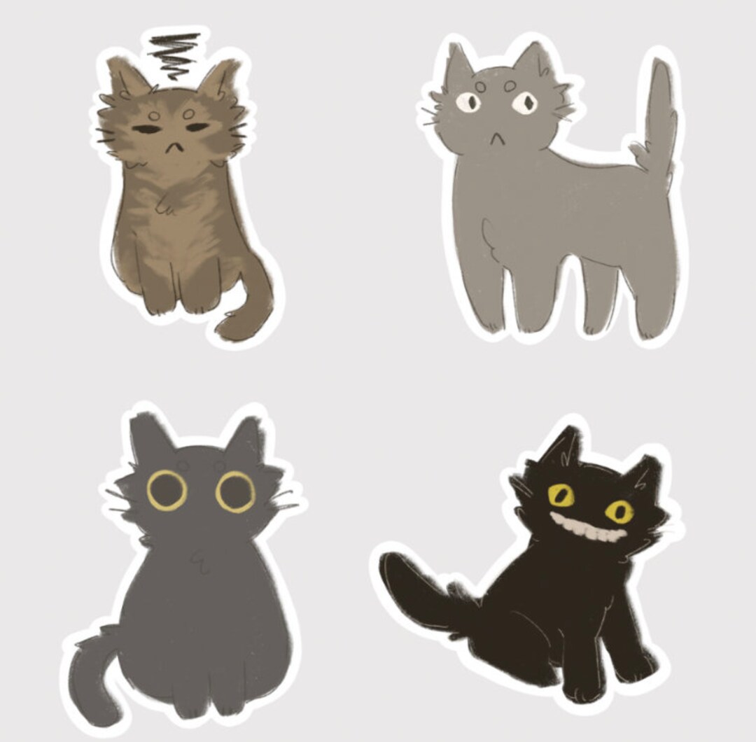 Black Cat/ Gray Cat/ Stickers Bundle / Water Resistant - Etsy