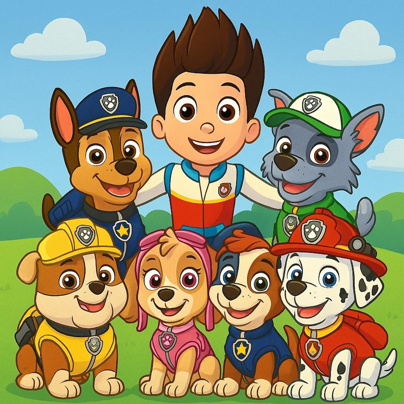 Rescue Puppy Team Poster – Cartoon Dog Heroes, Kids Room (digital ...