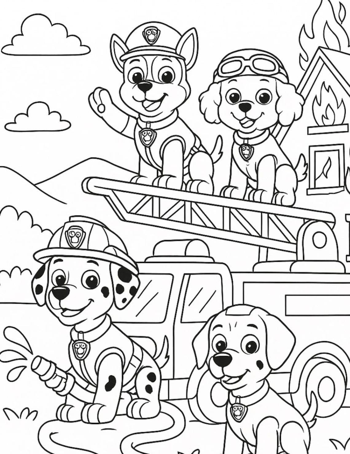 Puppy Rescue Coloring Page: Hero Dog Team Printable (digital Download ...