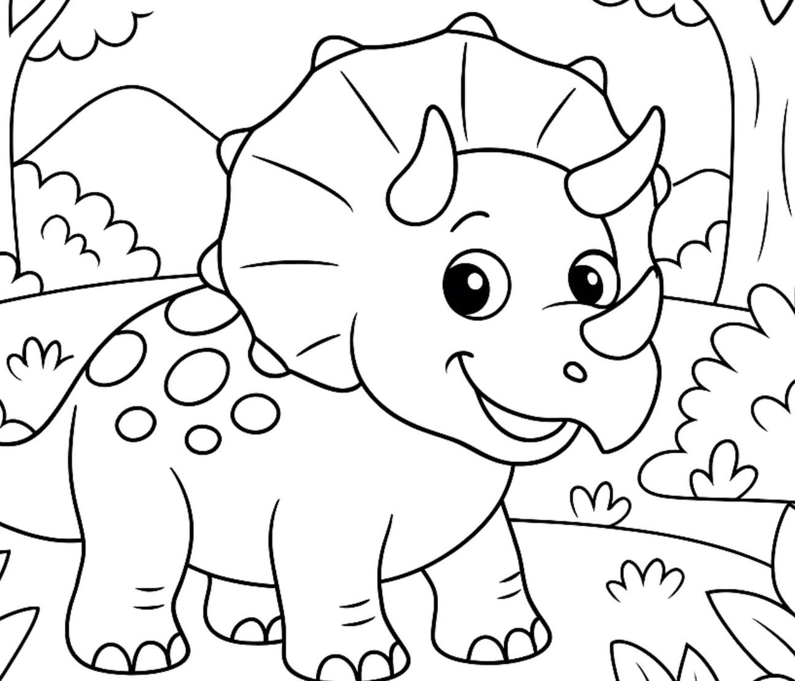 Triceratops Coloring Page: Dino Friends Printable for Kids (PDF/PNG ...