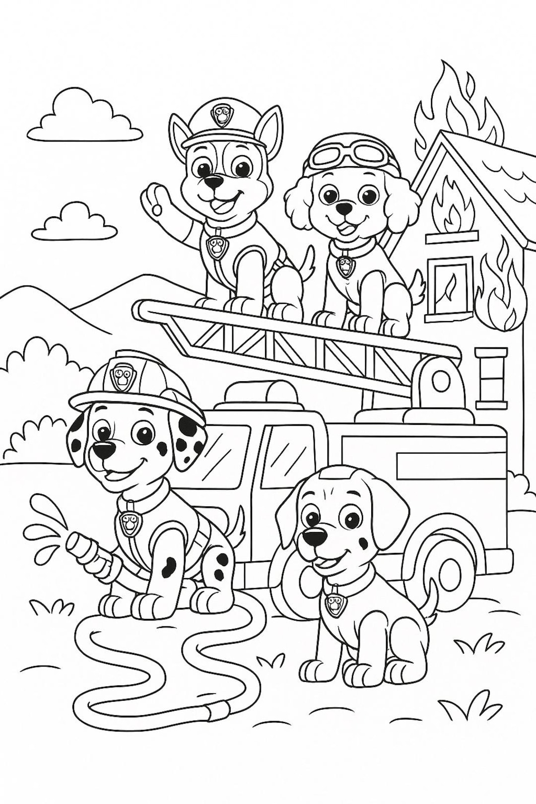 Puppy Rescue Coloring Page: Hero Dog Team Printable (digital Download ...