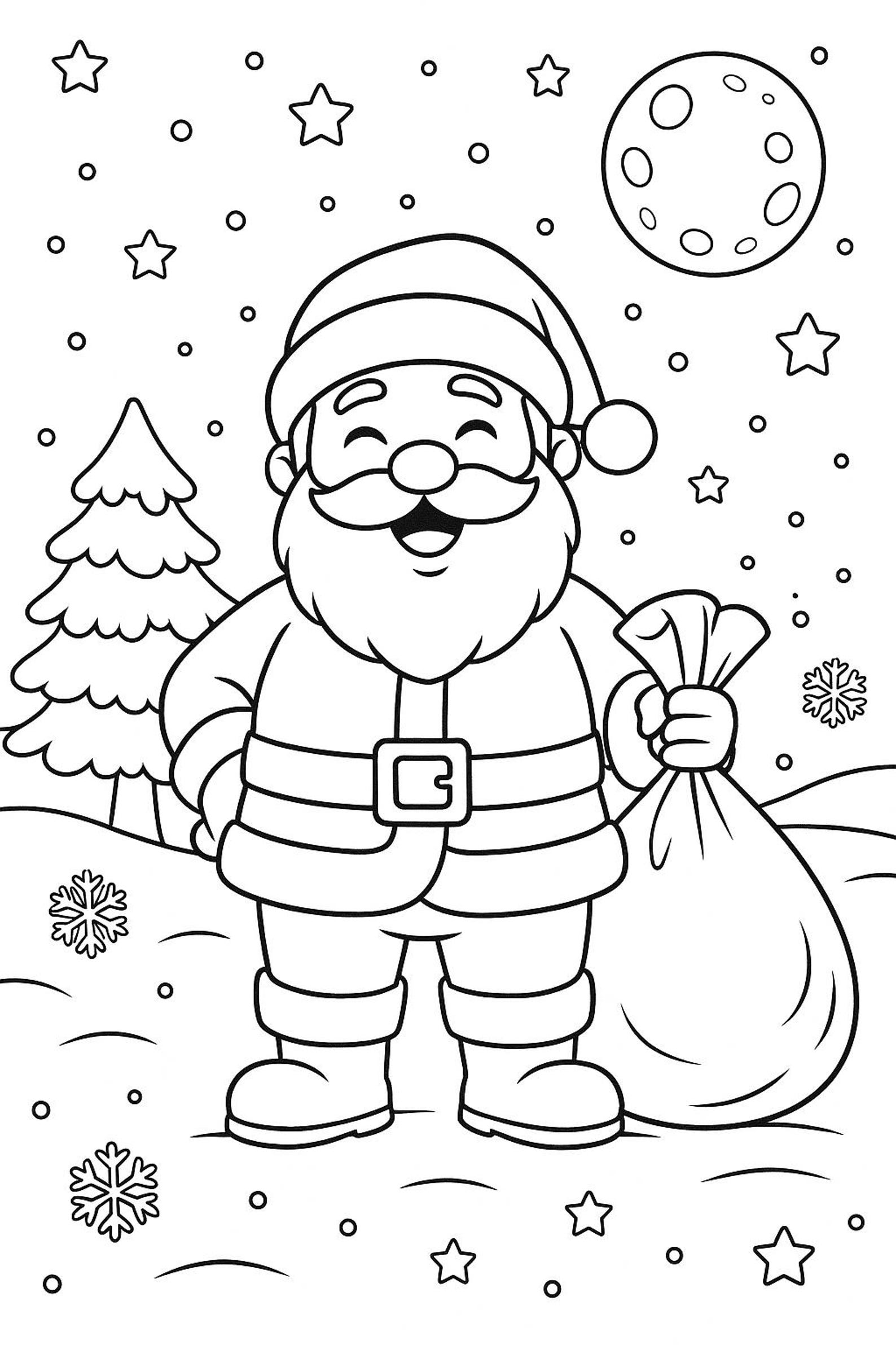 5 Christmas Coloring Pages Bundle – Santa, Reindeer, Tree & Stockings ...