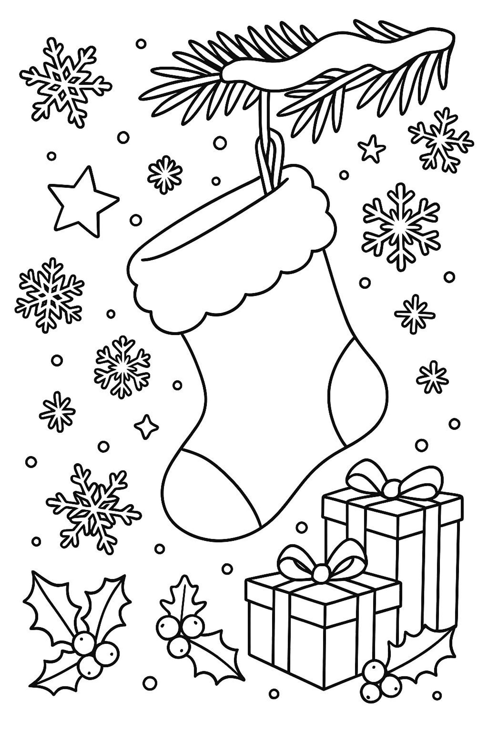 5 Christmas Coloring Pages Bundle – Santa, Reindeer, Tree & Stockings ...