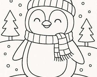 Kawaii Snowy Owl Coloring Page • Winter Christmas Printable (digital ...