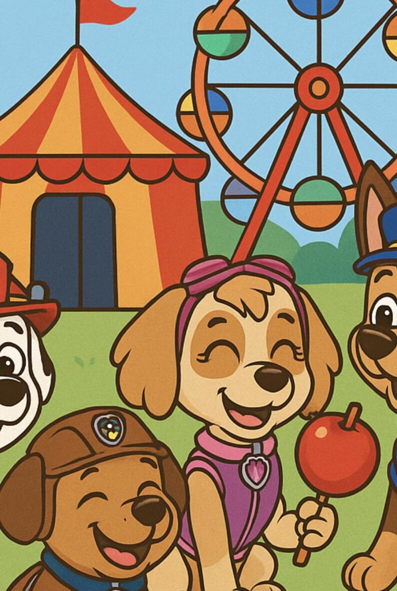 Cartoon Puppy Carnival Print | Kids' Room Wall Art (digital Download ...
