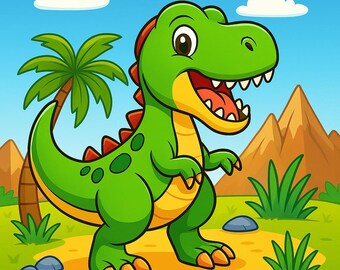 Cute T-rex Dinosaur Poster – Dino Friends Digital Wall Art for Kids - Etsy