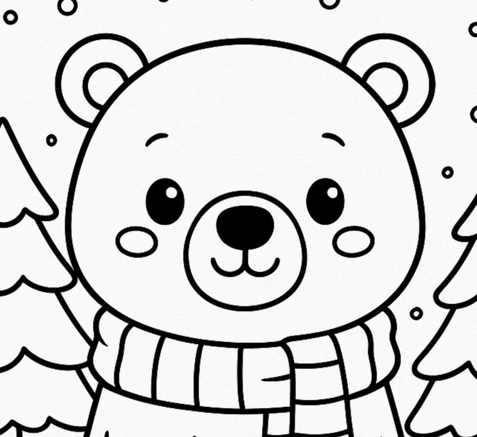 Winter Polar Bear Coloring Page - Christmas Kids Activity (instant ...