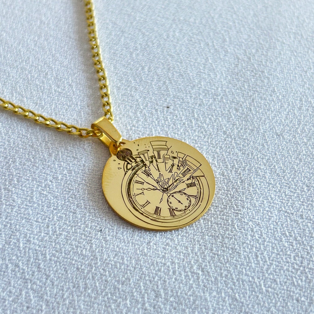 Broken Clock Necklace, Broken Clock Pendant, Clock Men Pendant, Time ...