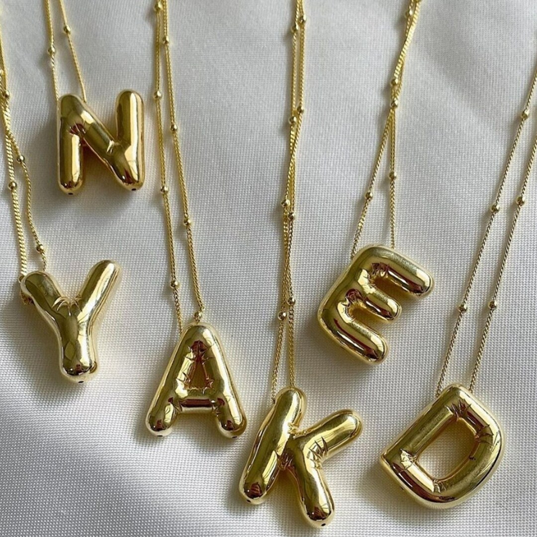 Balloon Initial Letter Pendant Necklace, Bubble Letter Necklace,custom ...