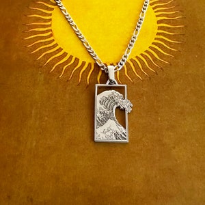 Ocean Wave Pendant Necklace, Men's Wave Necklace, Beach Jewelry ...