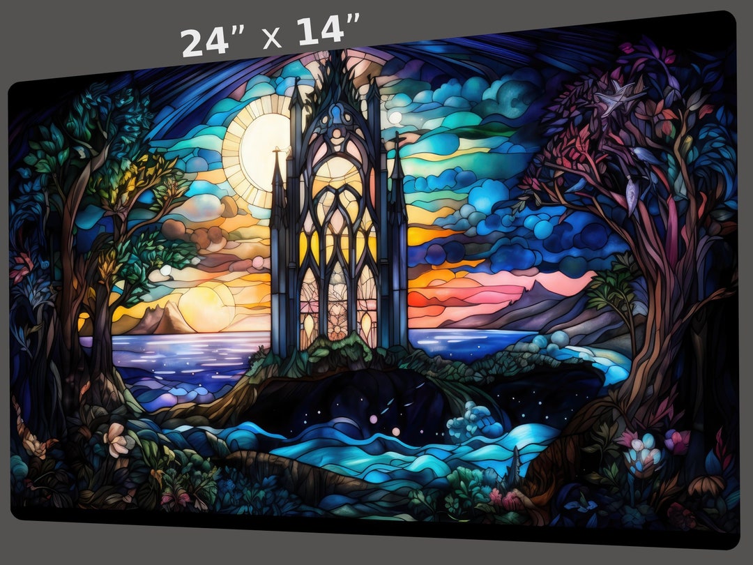 Mtg Playmat: Stained Glass Cathedral Island 24x14colorful, Sharp Image ...