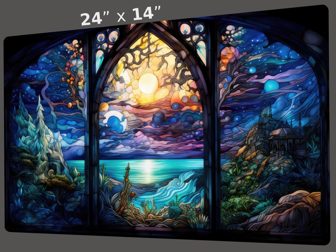 Mtg Playmat: Stained Glass Vista! 24"x14" - Colorful/sharp Image-smooth ...