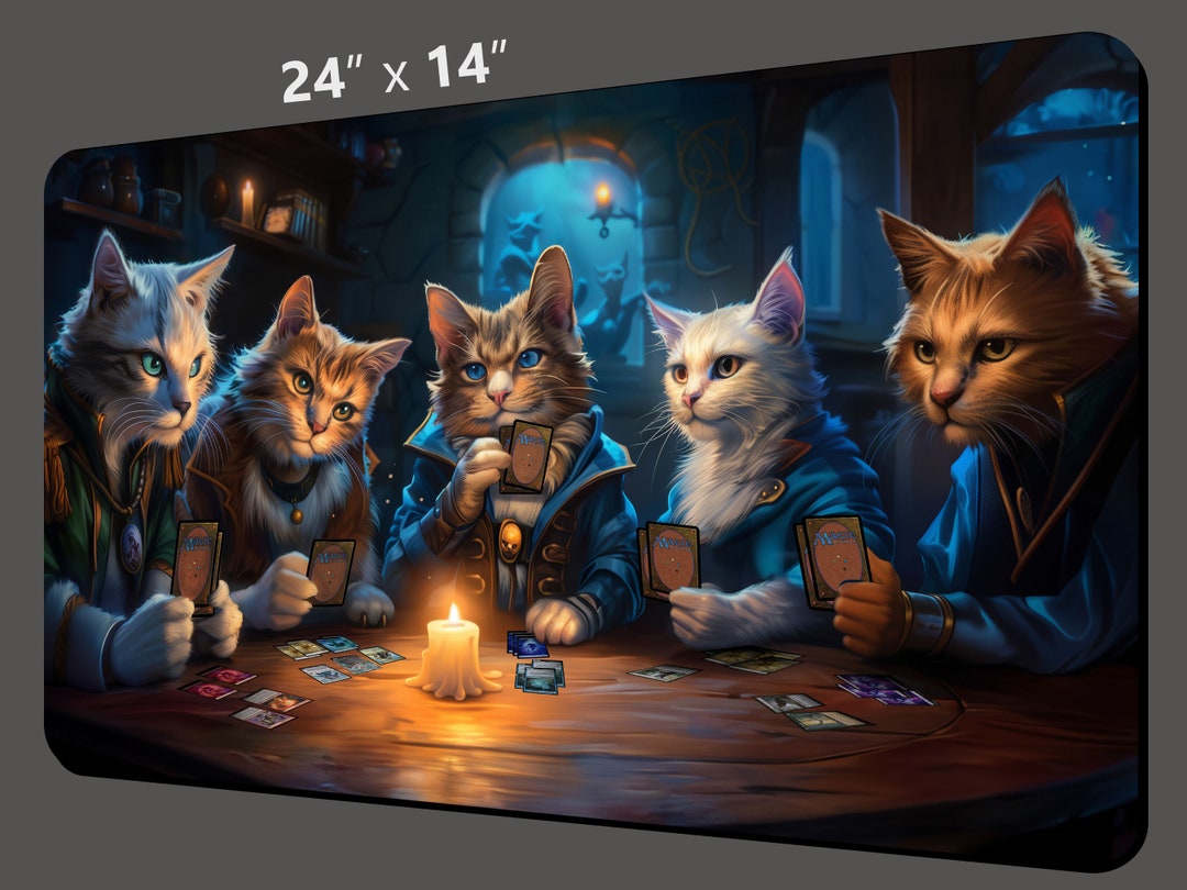 Mtg Playmat: Cats Playing Magic! 24"x14" - Colorful, Sharp Image ...