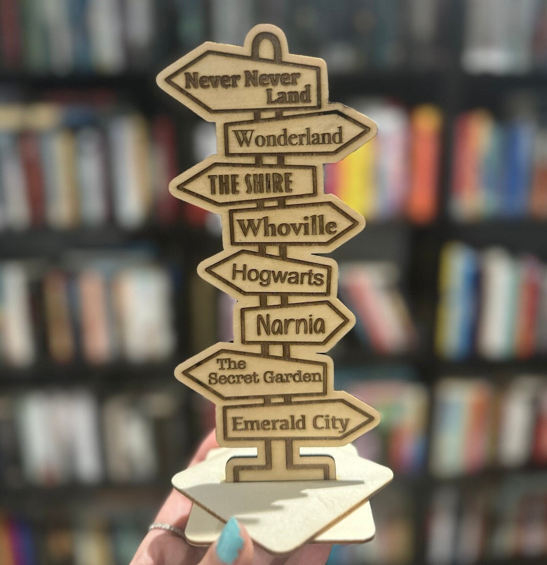 Bookish Signpost Street Destination Bookshelf Sign Personalized Laser ...