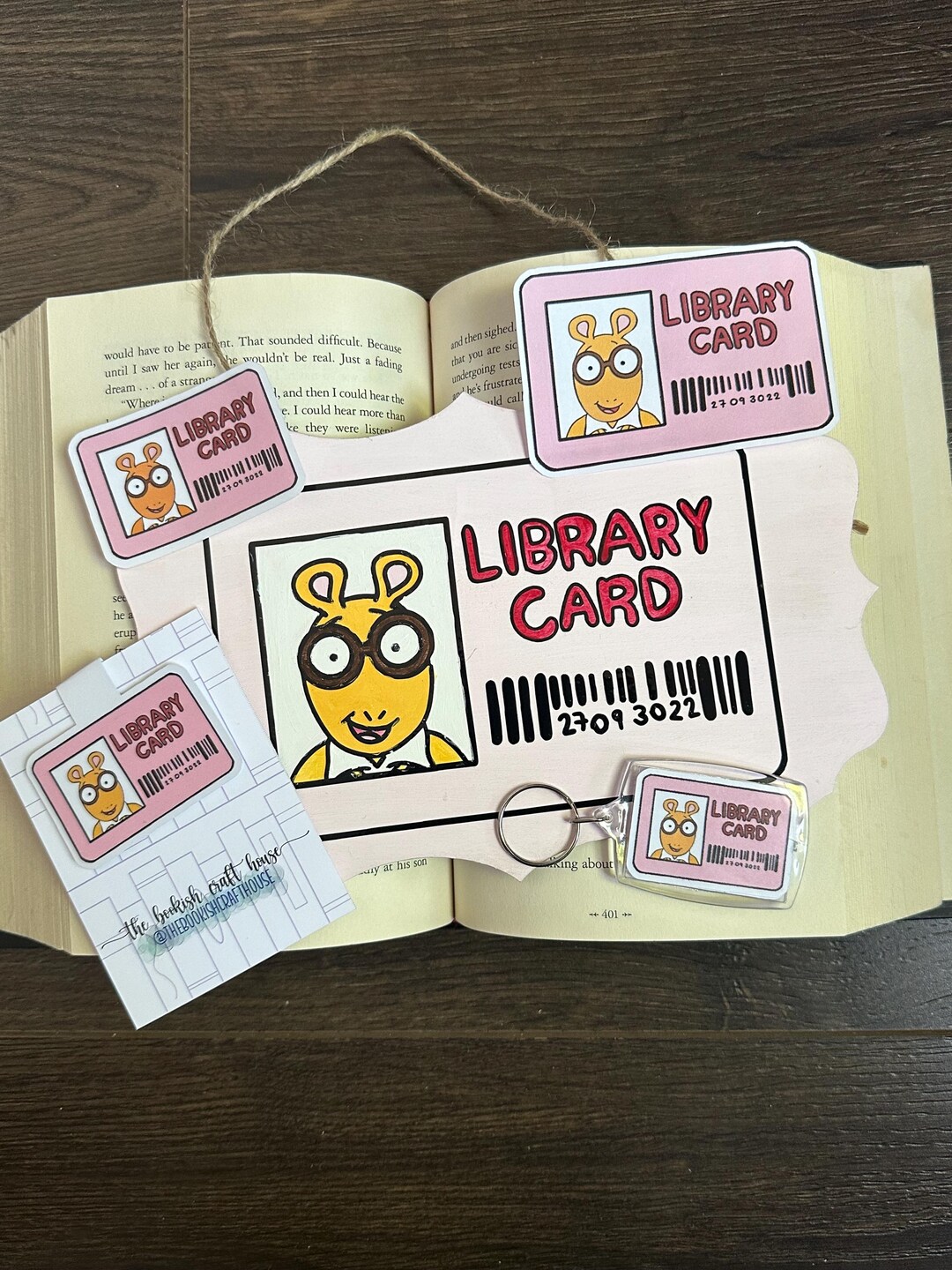 Arthur Library Card Bundle: Keychain, Bookmark, Sticker & Wall Sign - Etsy