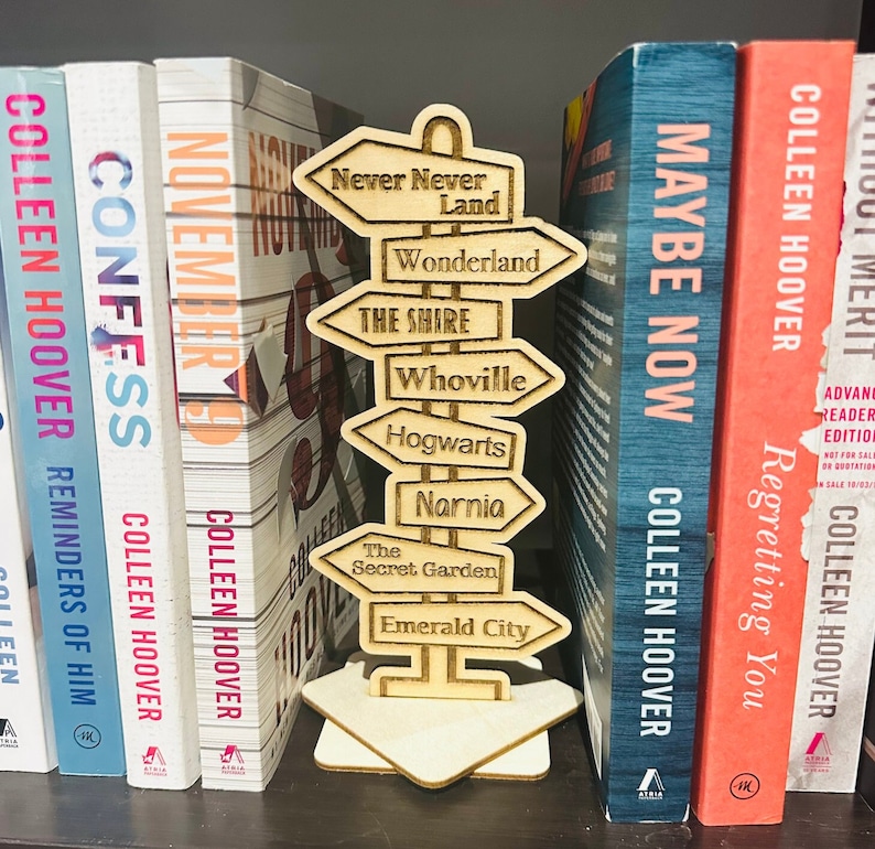 Bookish Signpost Street Destination Bookshelf Sign Personalized Laser ...