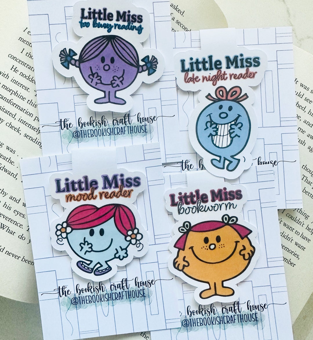 Little Miss Magnetic Bookmarks: Book Lover Gift, Set of 4 - Etsy