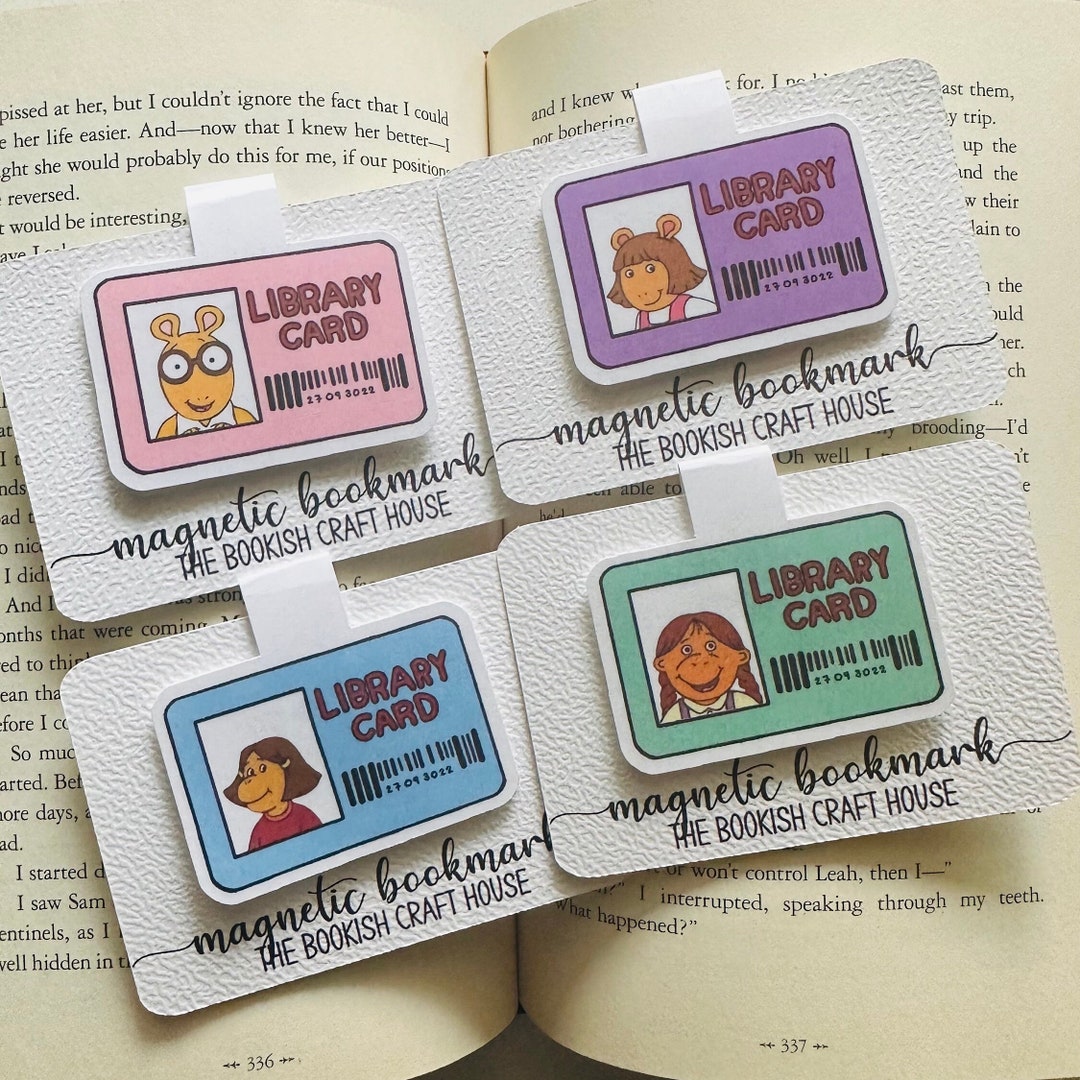 Arthur Library Card Magnetic Bookmark Set of 4 | Handmade Cartoon Book ...
