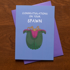 Funny Alien New Baby Card, Congratulations on Your Spawn - Etsy
