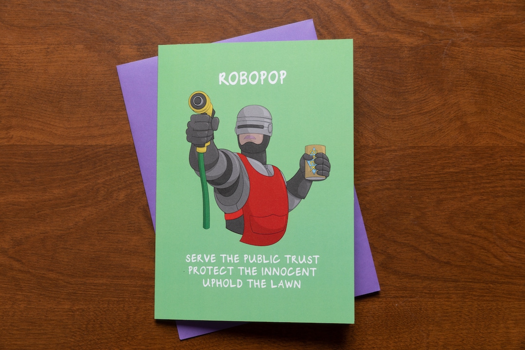 Funny Robocop Fathers Day Card, Robopop, Pop Culture Card, 80's Movie ...
