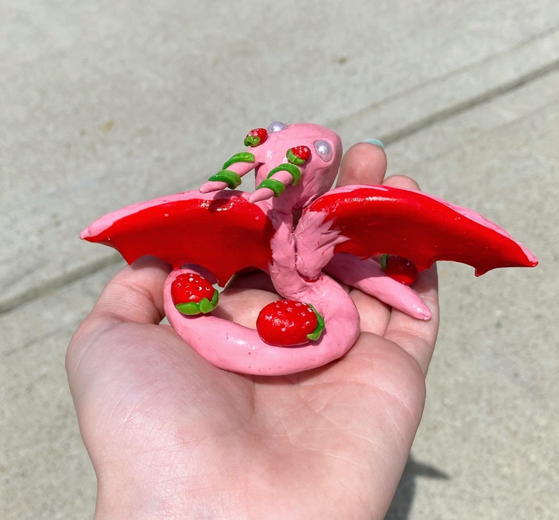 Strawberry Dragon Trinket Clay Hand Sculpted & Painted - Etsy